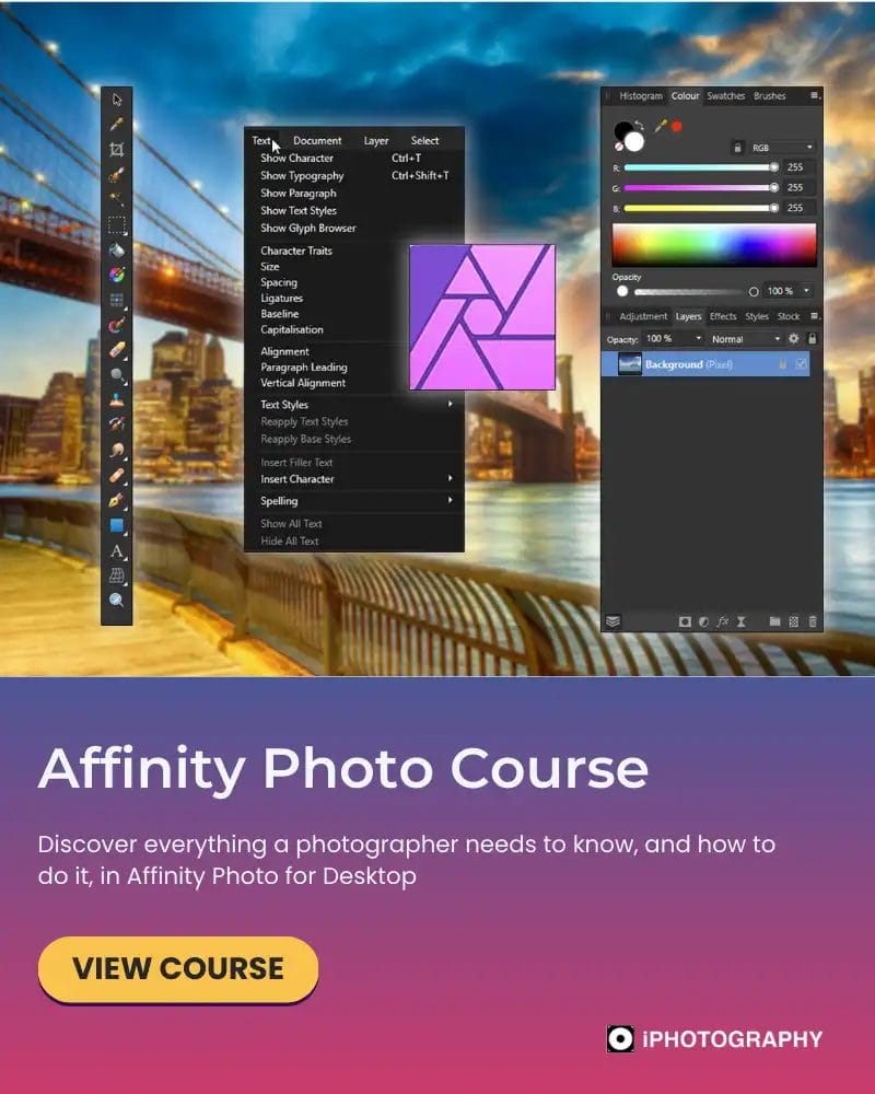 Affinity photo online course & training ️ iPhotography